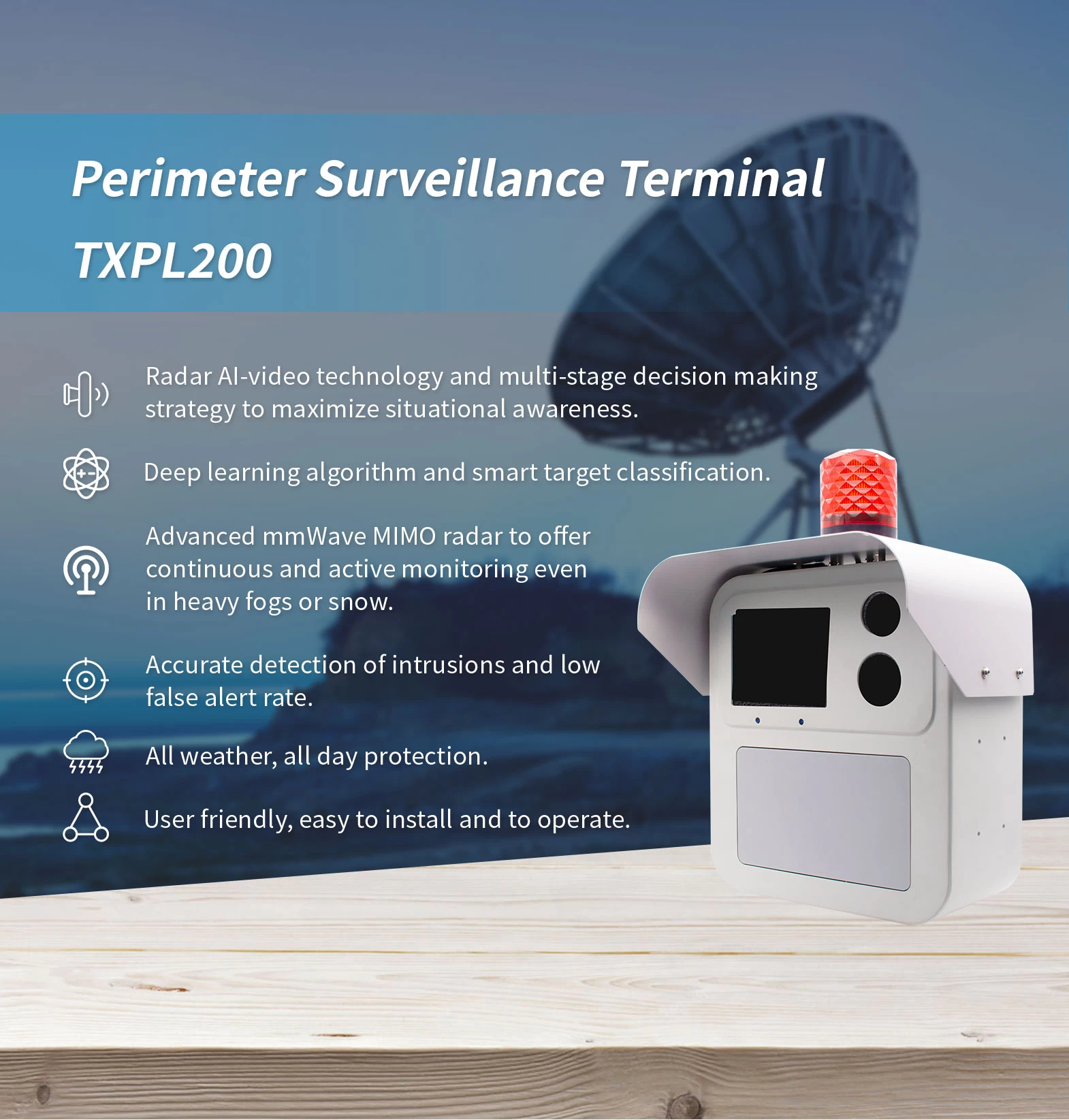 Perimeter Surveillance Terminal TXPL200 - TVTRADAR - Time Varying ...