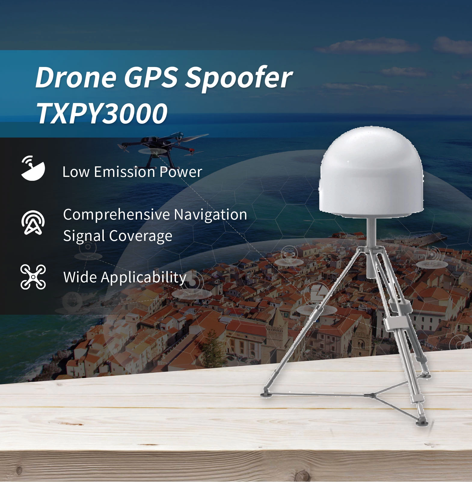 Drone GPS Spoofer TXPY3000 - TVTRADAR - Time Varying Transmission Co., Ltd
